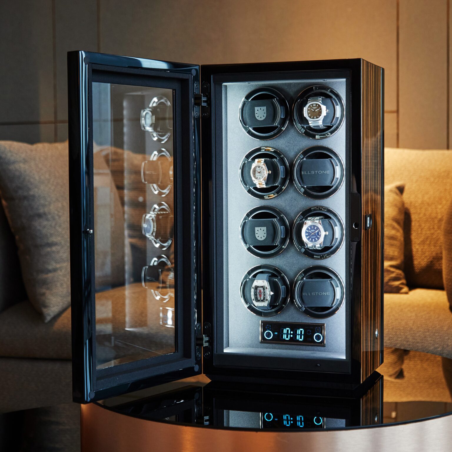 Fusion 8 Fingerprint Macassar Wood – Watch Winder - Billstone